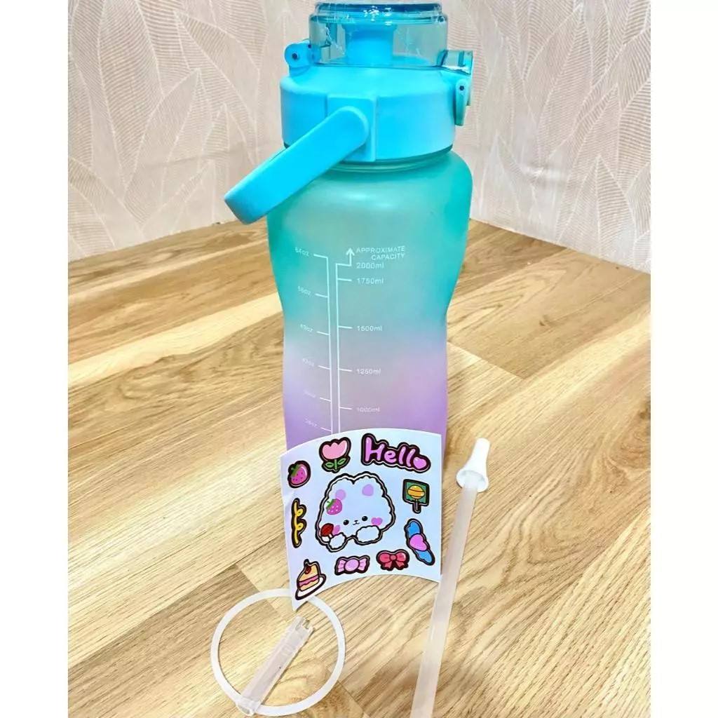 Jual ORIGINAL Botol Minum 2 Liter Botol Pelangi Botol Minum Motivasi ...