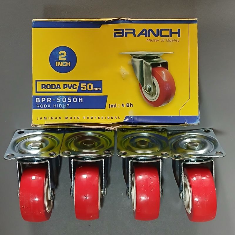 Jual Set 4pcs Roda etalase REM PVC 2 Inci Tipe Hidup Merah BRANCH untuk ...