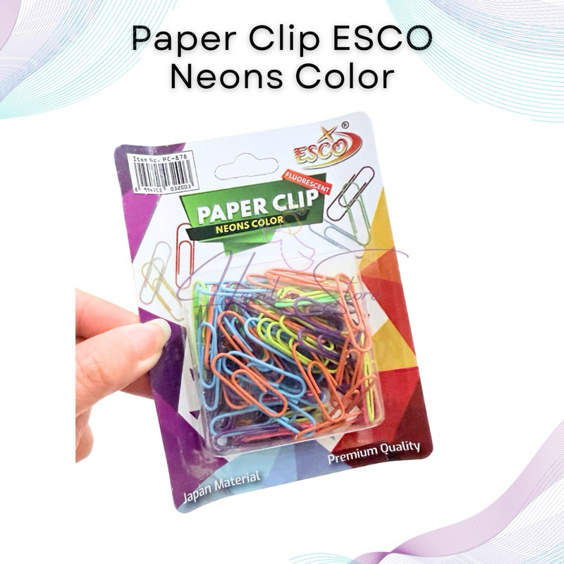 Jual Paper Clips Neon Color ESCO atau VTRO / NEON Paper Clips 1 Pack ...
