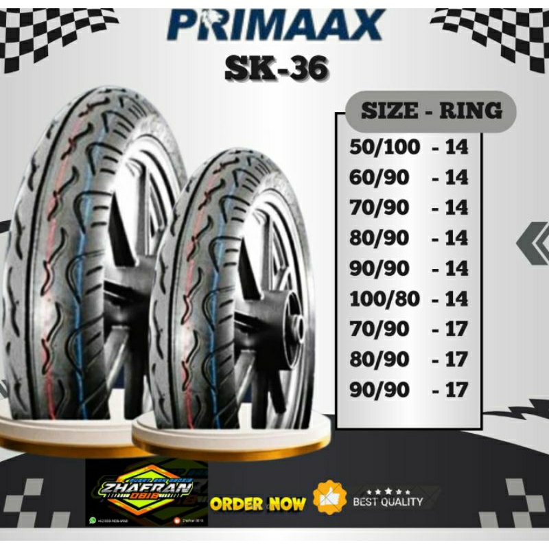 Jual BAN PRIMAAX SK 36 UKURAN 80/90-14 TIPE BAN TUBE TYPE(BAN DALAM ...