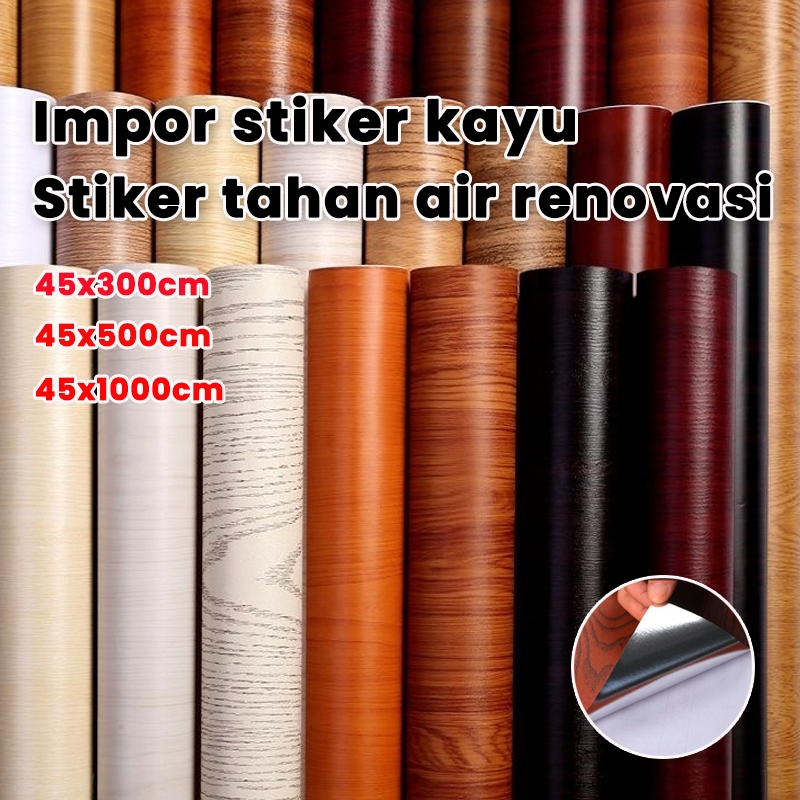 Jual 【upgrade】stiker pvc motif kayu walpaper dinding serat kayu stiker ...