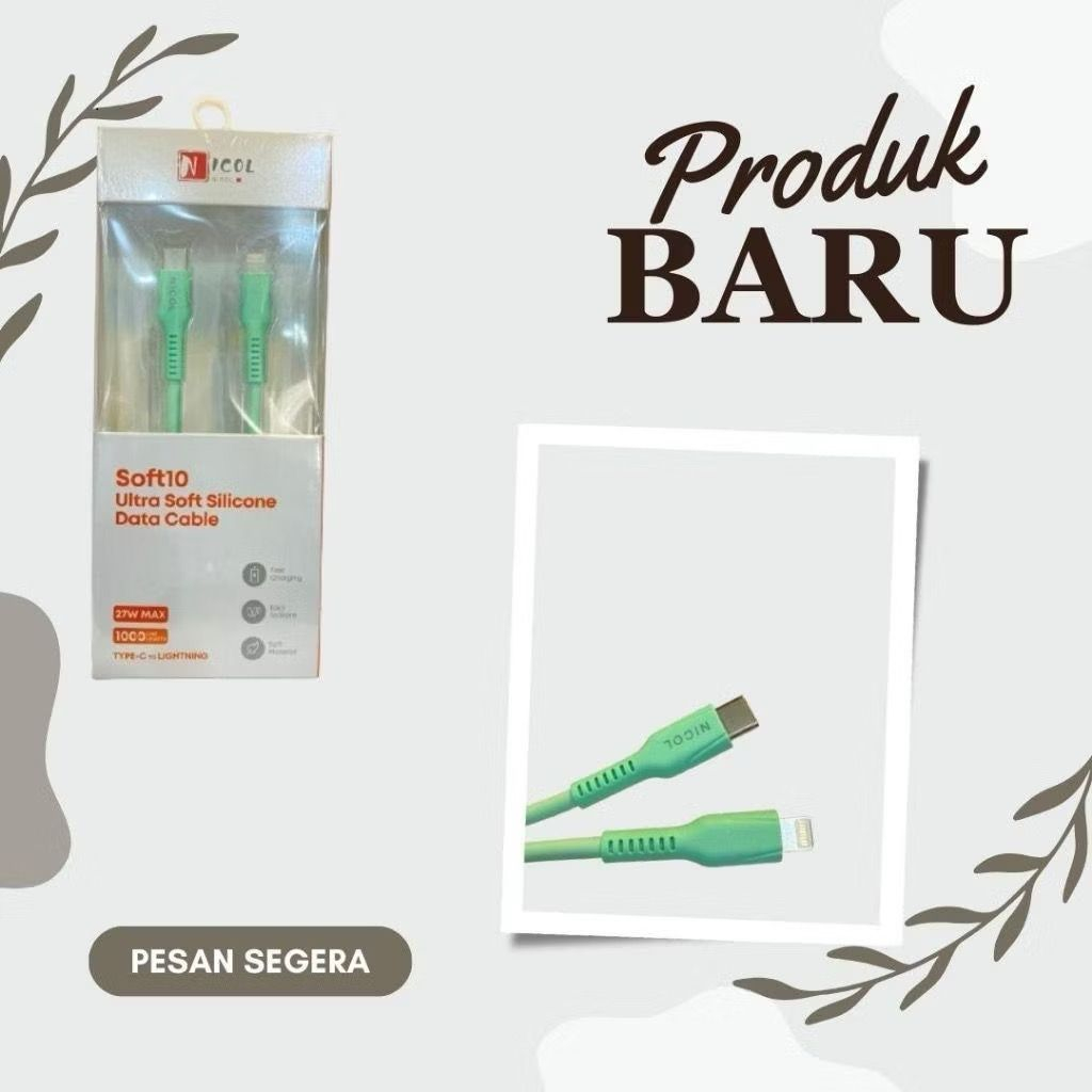 Jual KABEL DATA HP RUBBER NICOL MICRO/TYPE-C/LIGHTNING/TYPE C TO C/TYPE ...