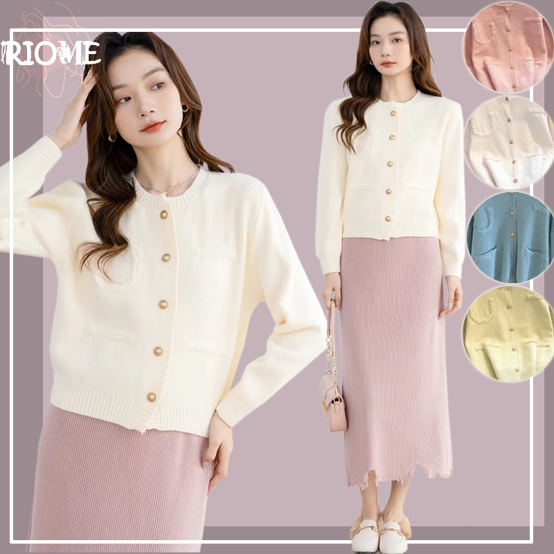 Jual Sweater rajut wanita ala korea Kardigan rajutan lembut warna solid yang modis Sweater ...