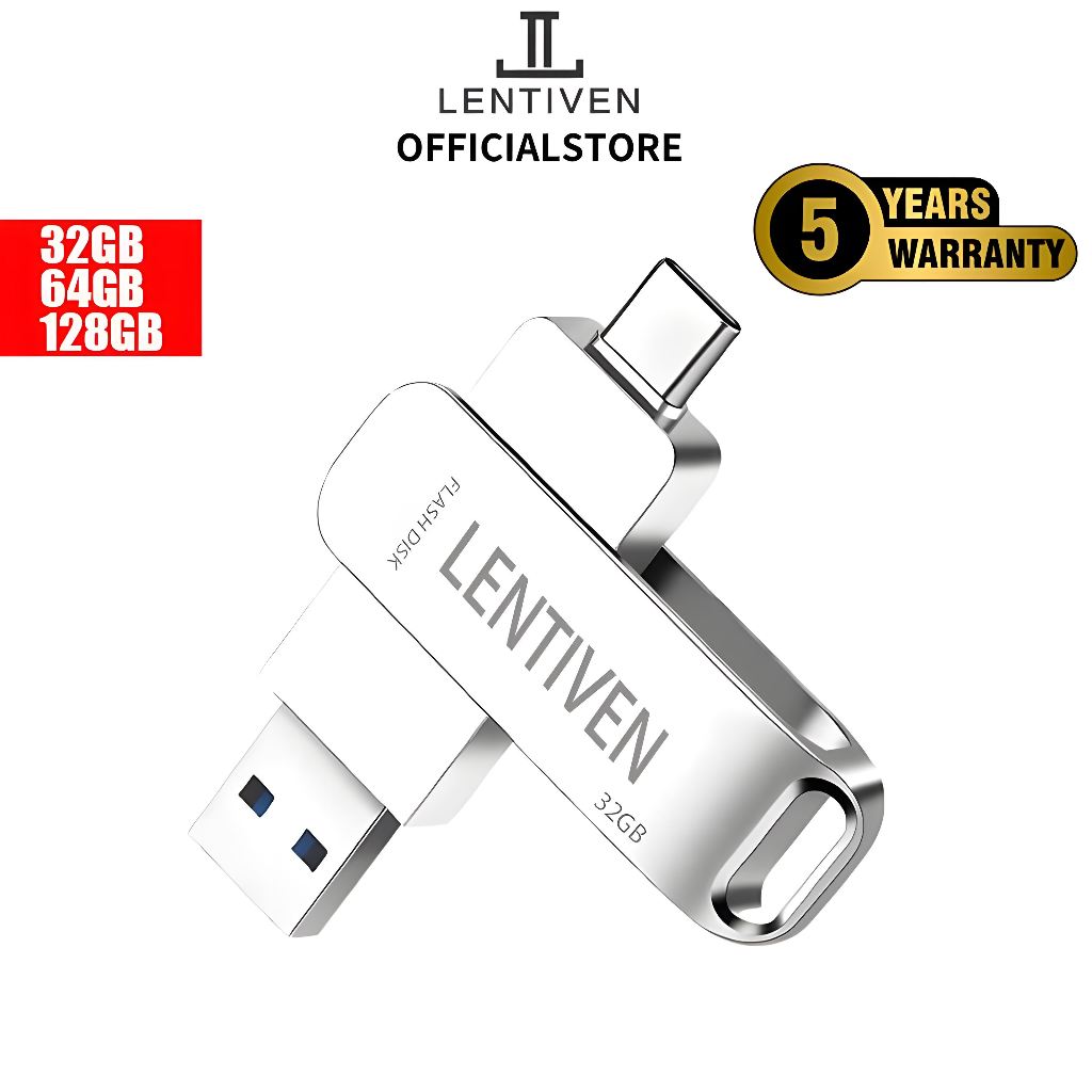 Jual LENTIVEN Flashdisk USB 3 IN 1 Flash Drive Type-c Storage Disk Data ...