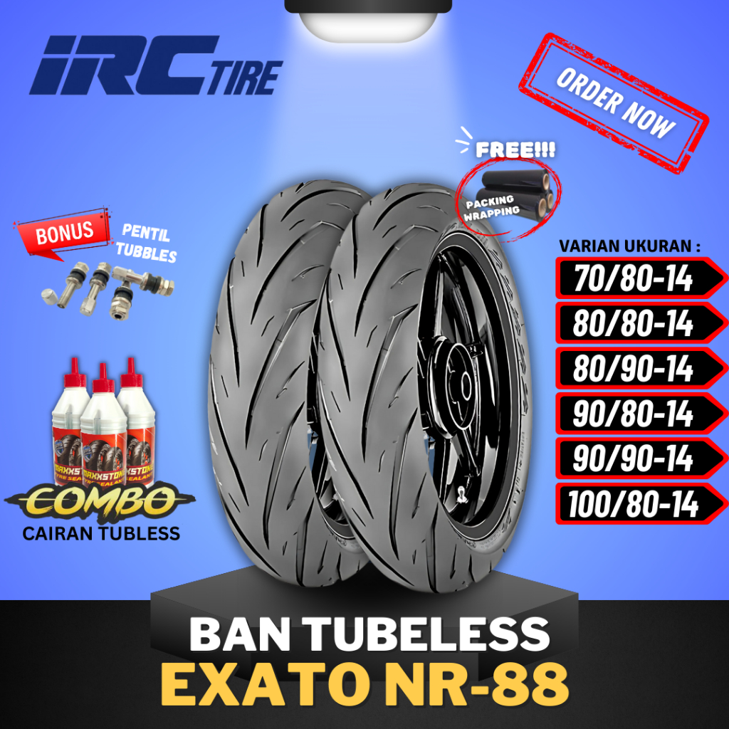 Jual [READY COD] BAN IRC EXATO NR88 TUBELESS ( 80/80-14 / 90/80-14 ...