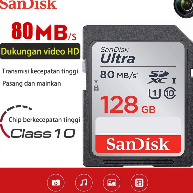 Jual Sandisk Ultra 32GB 64GB 128GB 1 SDXC UHSI Card SD Card Class 1 8MBps Kartu mem card ...