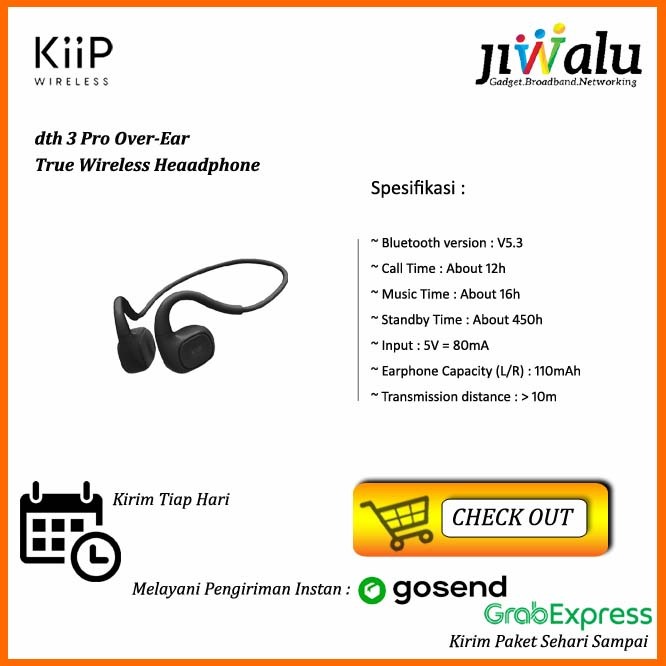Jual KiiP Wireless DTH3 Pro OWS Open Ear Wireless Earphone TWS Bluetooth Earhook | Shopee Indonesia