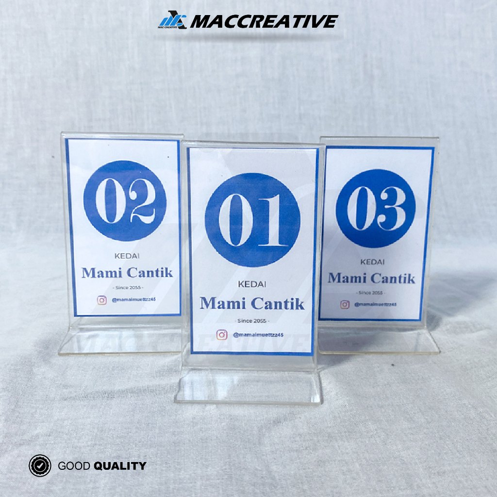 Jual AKRILIK NOMOR MEJA - TENT CARD AKRILIK - TENT HOLDER UKURAN 6 X ...