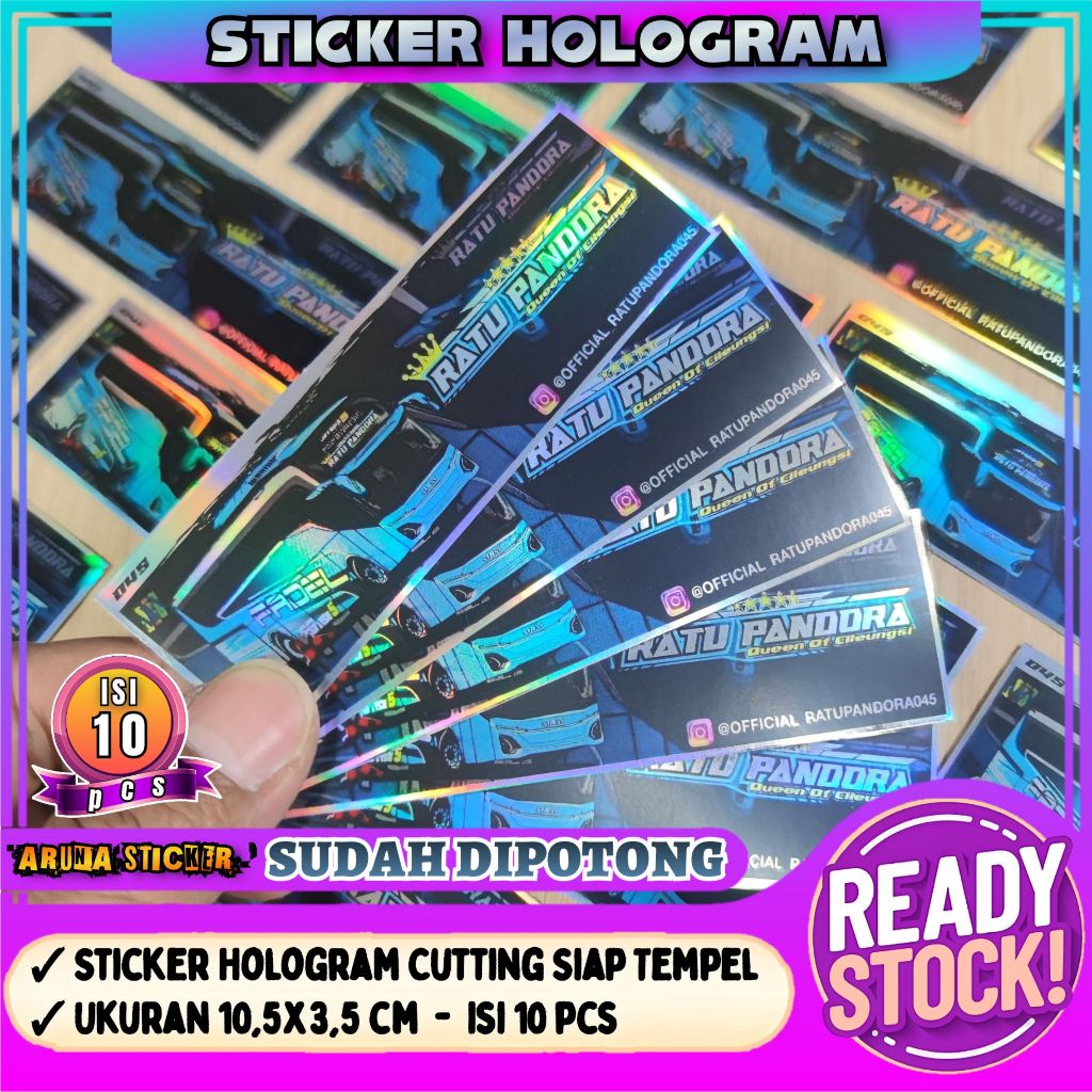 Jual 10 pc Sticker Bus Ratu Pandora Hologram Panjang SUDAH DIPOTONG ...