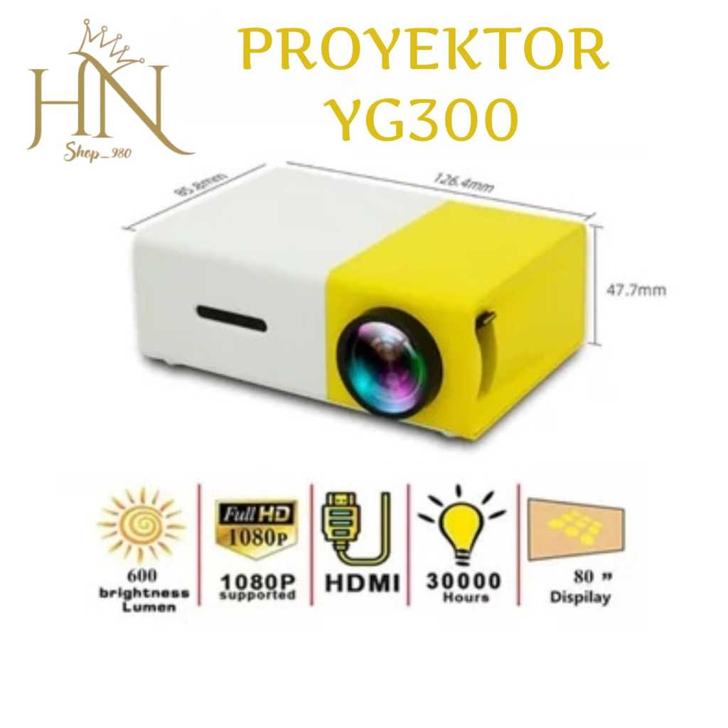 Jual Mini Portable LED Projector Full HD with TF HDMI AV USB Port - YG-300 | Shopee Indonesia