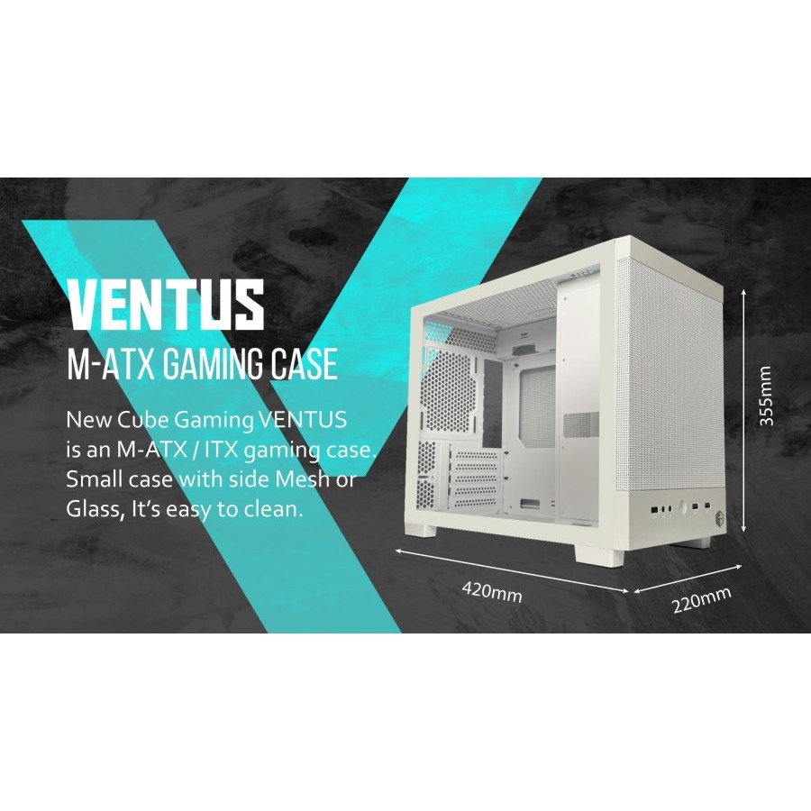 Jual CUBE GAMING VENTUS GLASS / MESH M-Atx Gaming Case | Shopee Indonesia