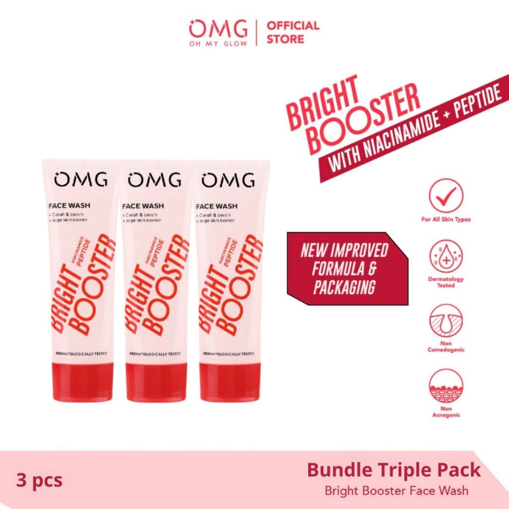 Jual [Bundle Triple Pack] OMG Bright Booster Face Wash 50ml | Shopee ...