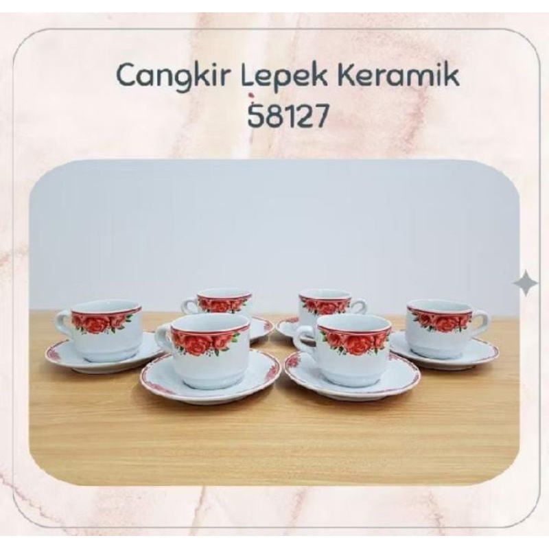 Jual cangkir lepek keramik lucky ( isi 6 cangkir 6 lepek) | Shopee ...