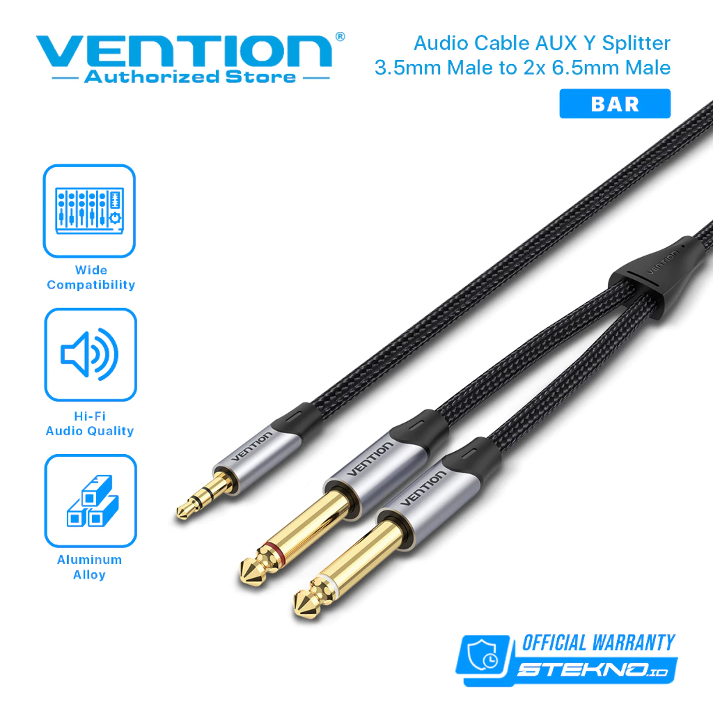 Jual Vention Kabel Audio Aux 3.5mm to Dual 6.5mm Stereo to Dual Mono BAR | Shopee Indonesia