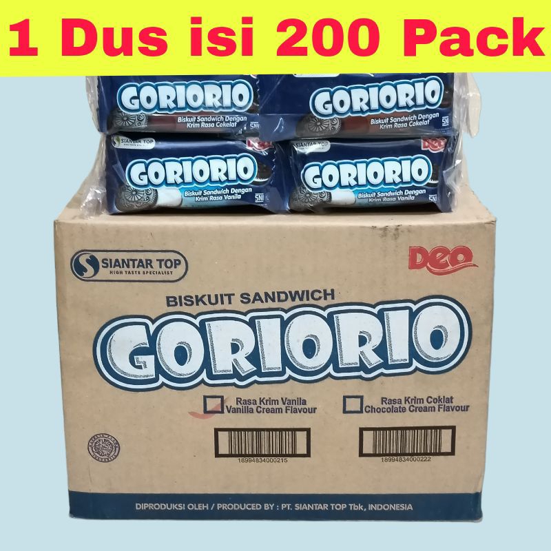 Jual Biskuit Sandwich Goriorio Rasa Vanila 1 Dus isi 200 Pcs (14Gr) | Shopee Indonesia