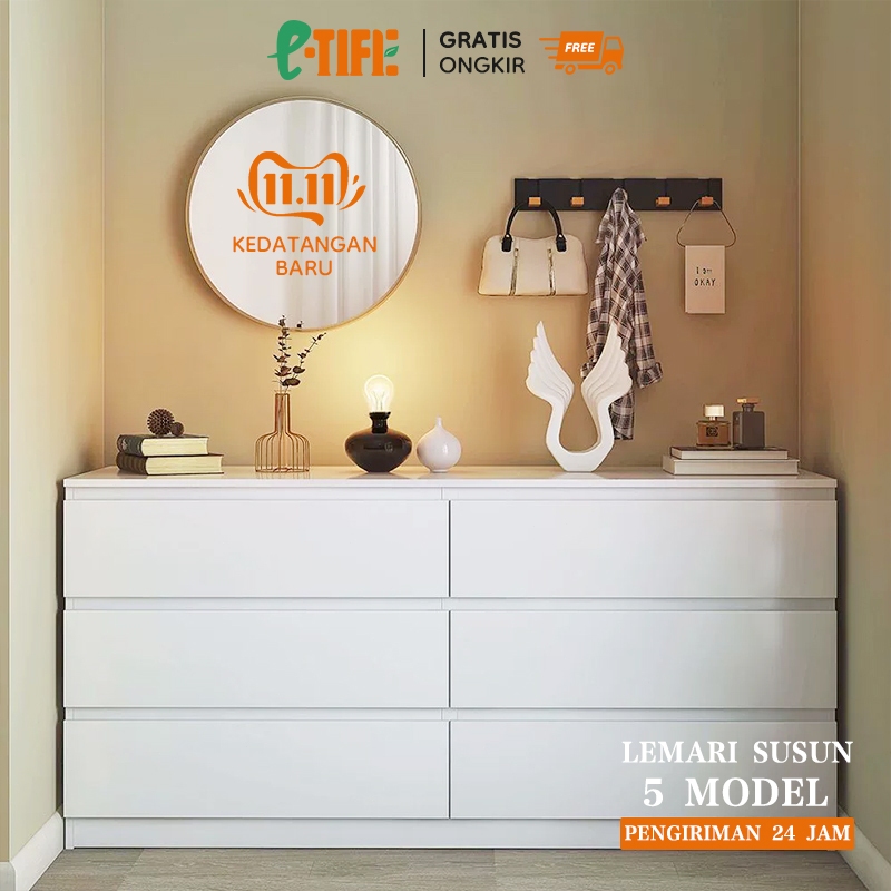 Jual E-TIFE Lemari Susun Kayu Lemari Laci Lemari Baju Minimalis Drawer Pakaian Rak Penyimpanan ...