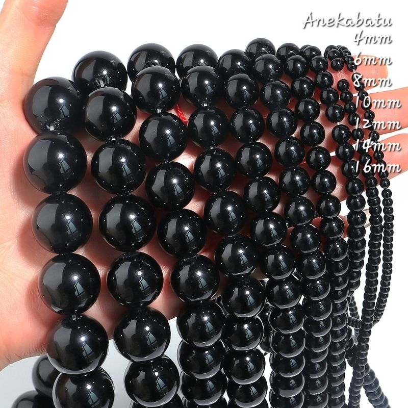 Jual Manik Batu Alam Black Onyk Bulat 4mm-16mm | Shopee Indonesia