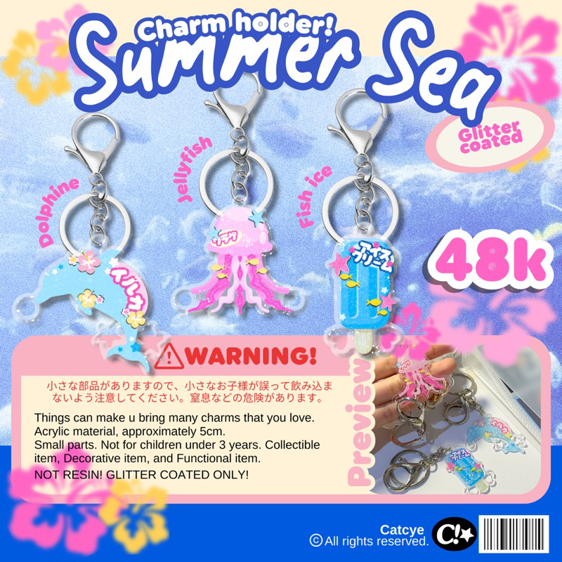 Jual [catcye] SUMMER SEA coll. -charm holder-sticker sheet- pin badge ...