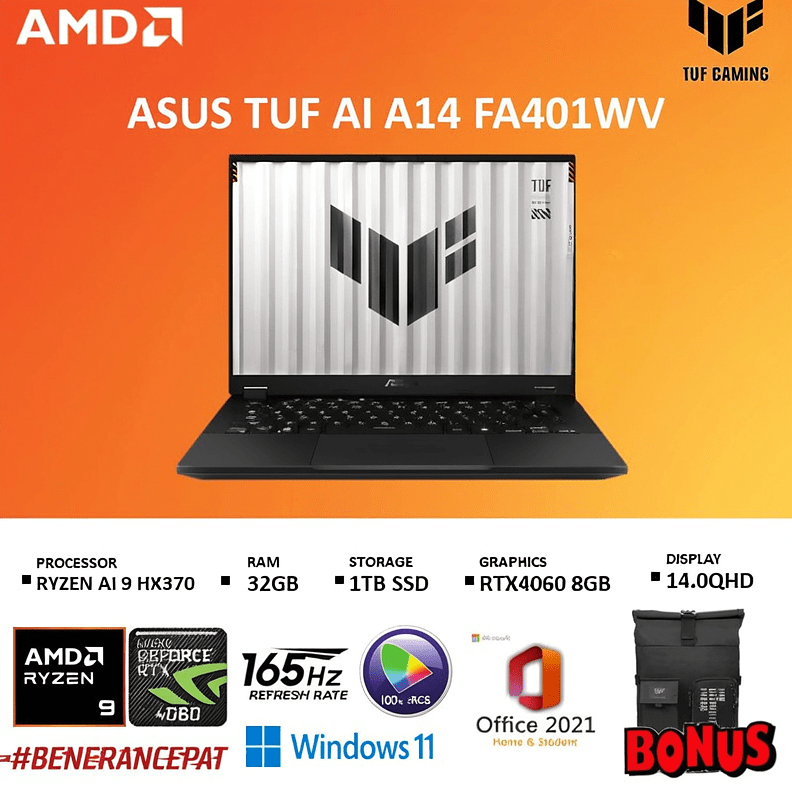 Jual ASUS TUF AI A14 FA401WV RYZEN AI 9 HX370 RTX4060 8GB/ RAM 32GB 1TB ...