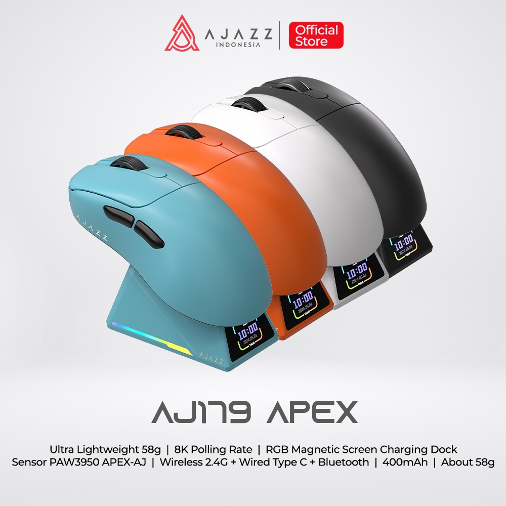 Jual Ajazz AJ179 APEX 8K Gaming Mouse Three Mode PAW3950 up to 42000 DPI Magnetic Charging Dock ...
