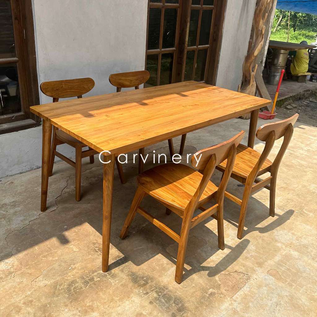 Jual Set Kursi Makan Ropan Kayu Jati 4 kursi dan Meja 160x80 cm Model Terbaru | Shopee Indonesia