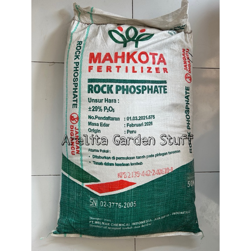 Jual Pupuk RP Rock phosphate Mahkota Ex Peru repack 1kg Original ...
