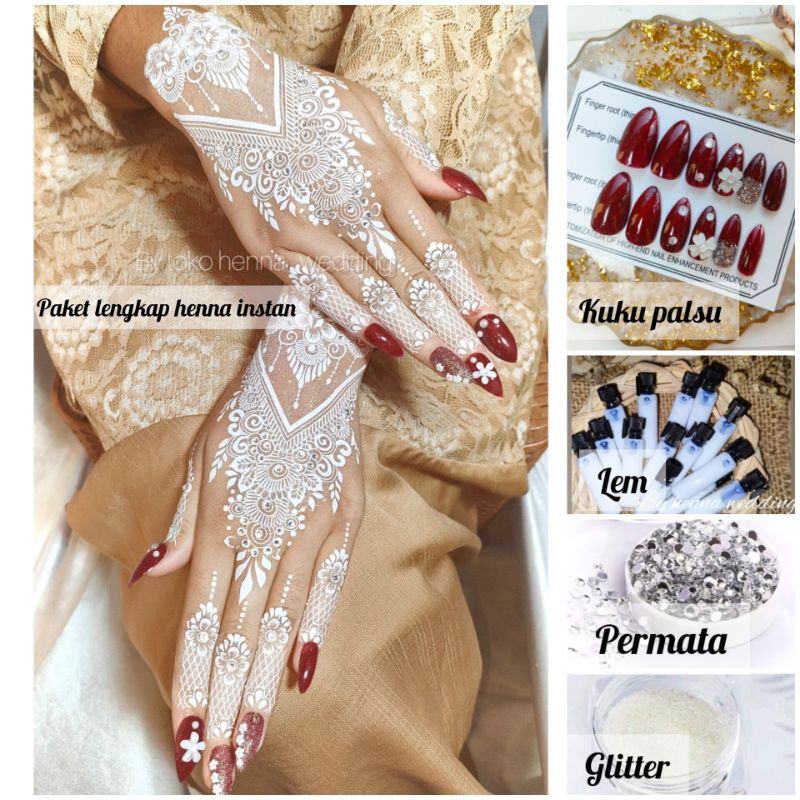 Jual paket hemat Henna instan|paket lengkap Henna stiker|paket komplit Henna nail fake| paket ...