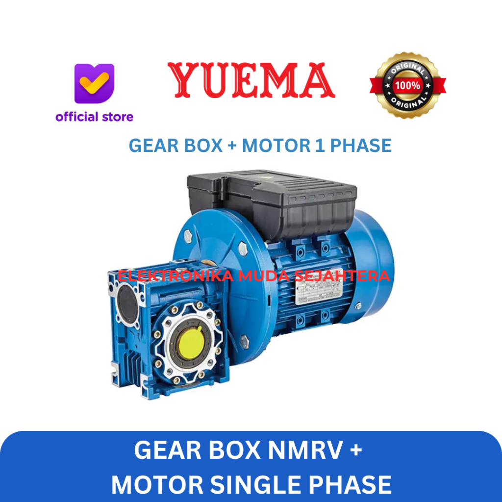 Jual GEARBOX NMRV 063 YUEMA COUPLE MOTOR 1 PHASE 1.5kW 2HP YUEMA B5 4P ...