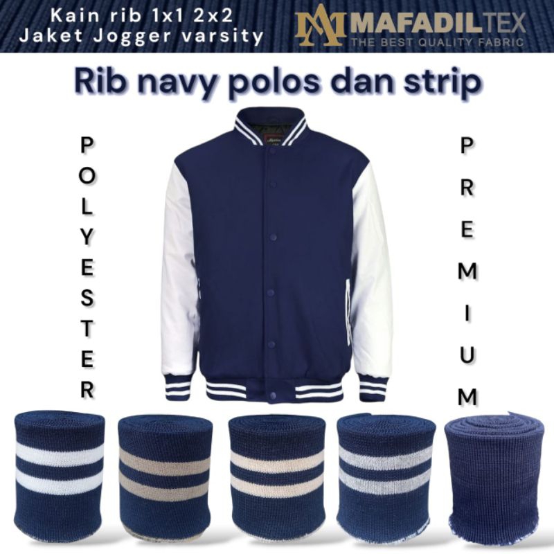 Jual Kain Rib/Bur Navy polos dan garis rib 1x1 dan babat 2x2 Polyester ...