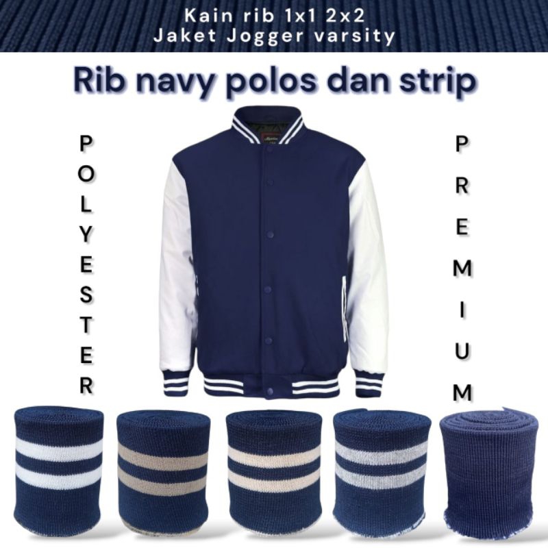 Jual Kain Rib/bur 1x1 2x2 Navy polos dan salir Polyester premium ...