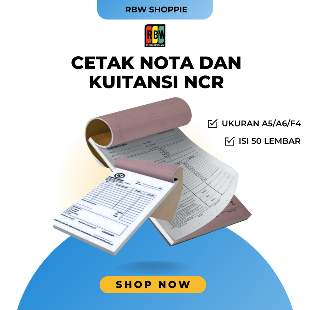 Jual Cetak Nota NCR ukuran F4, A5, A6, 1/3 Folio / Nota NCR free design ...