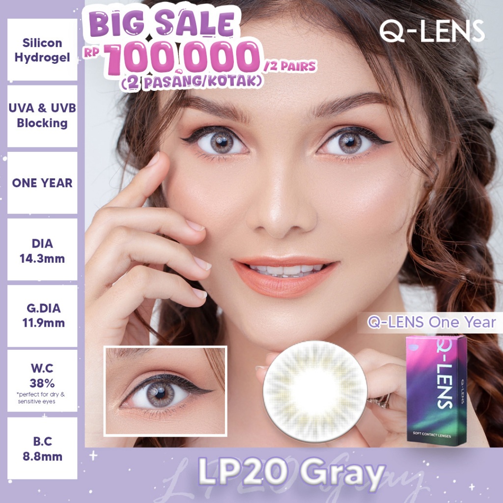 Jual BUY ONE GET ONE 50RIBU - Softlens Korea 1 Year Q-LENS LP20 Gray ...