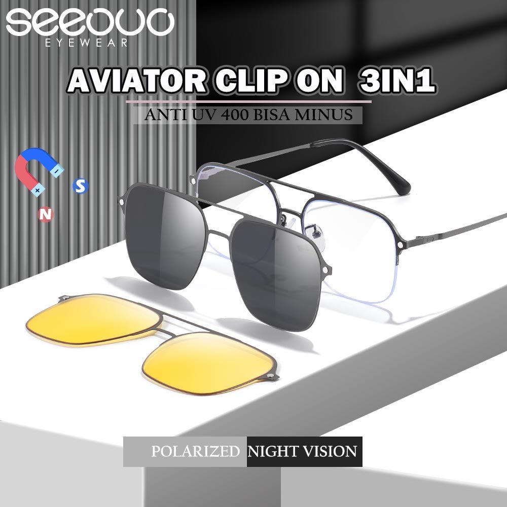 Jual Seeouo Kacamata Clip On 3 in 1 Lensa Polarized Night Vision Model ...