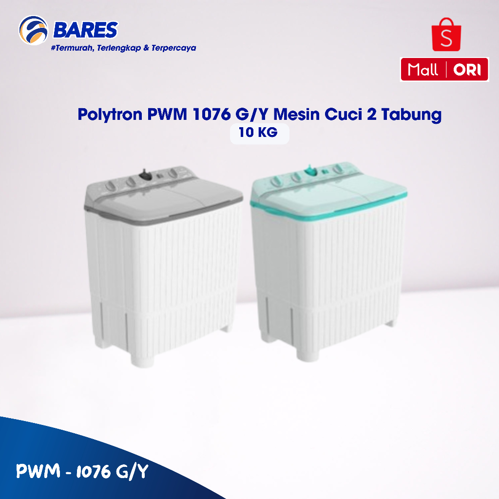 Jual Polytron PWM 1076 G/Y Mesin Cuci 2 Tabung Kapasitas 10 Kg | Shopee ...