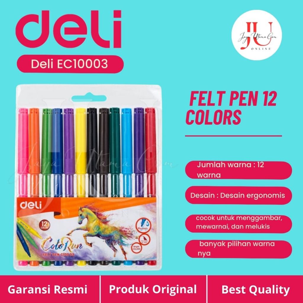 Jual DELI Spidol Warna 12 dan 18 Warna Dapat Dicuci / DELI Felt Pen ...