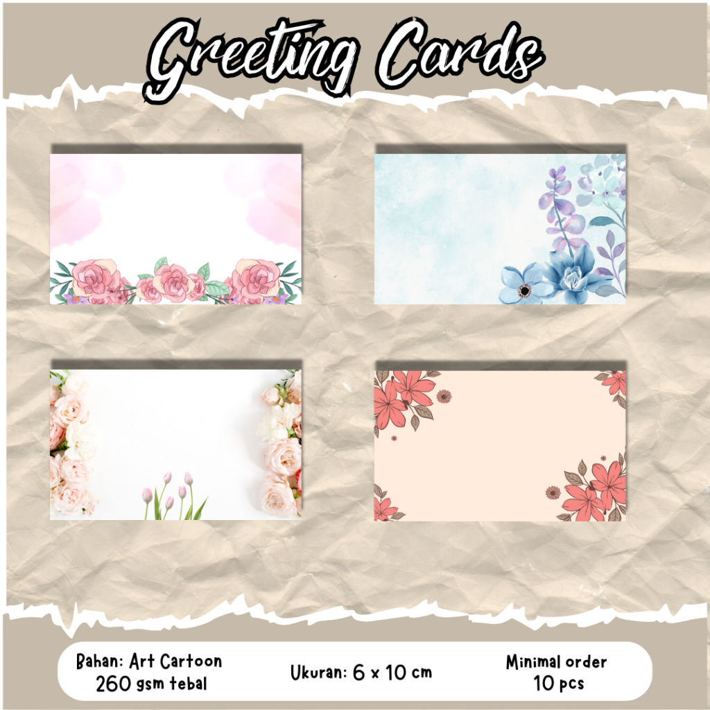 Jual kartu ucapan greeting card polos ukuran 6x10 cm/Greeting Card ...