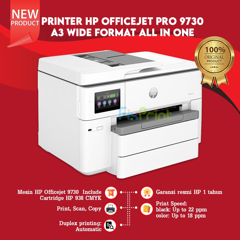 Jual Printer OfficeJet Pro 9720 / 9730 Wide Format All-in-One A3 WiFI Print Scan Copy Wireless ...