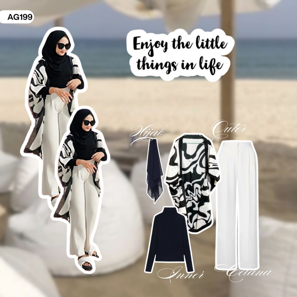 Jual OOTD Pantai Cheek OOTD Korean Style Outfit Set 4in1 Outfit Pantai Outer + Celana + Inner ...