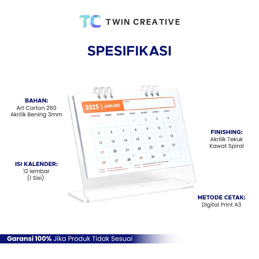Jual Kalender Meja Akrilik Spesial Tahun Baru 2025 Souvenir & Dekorasi ...