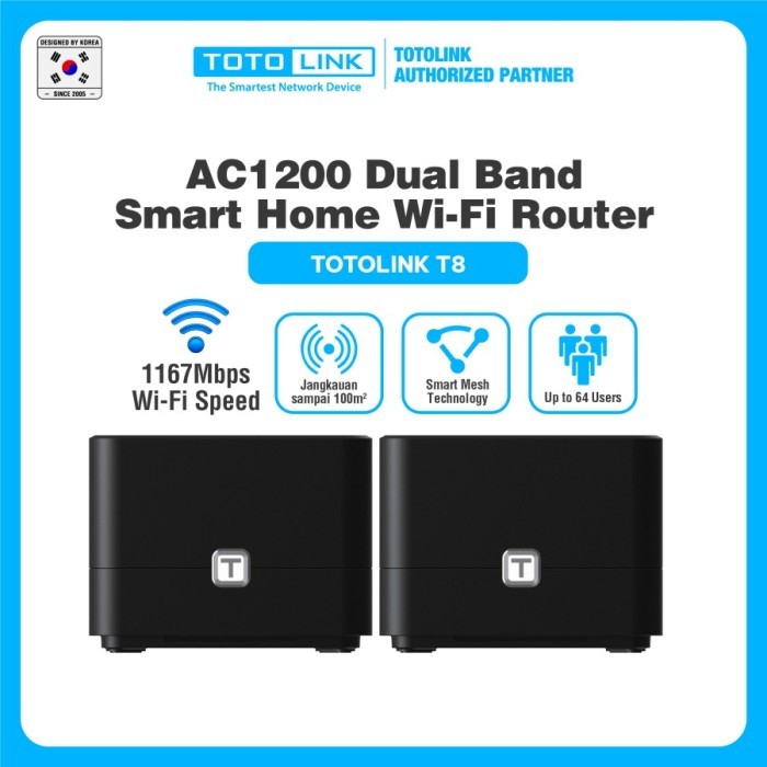 Jual Totolink T8 AC1200 Smart Mesh Home Wi-Fi Router (2-Pack) | Shopee ...