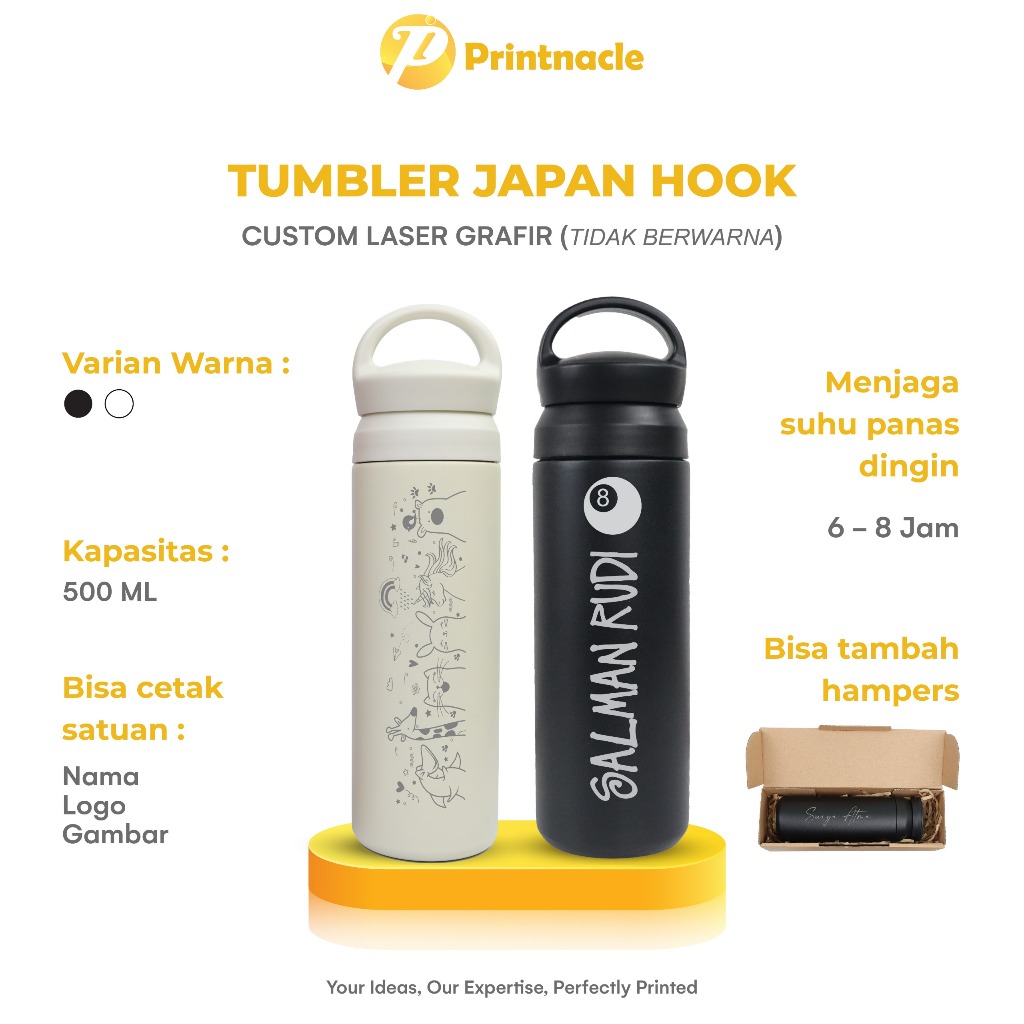 Jual Custom Tumbler HOOK 500ml Cetak Laser Grafir Nama Logo Tumblr ...