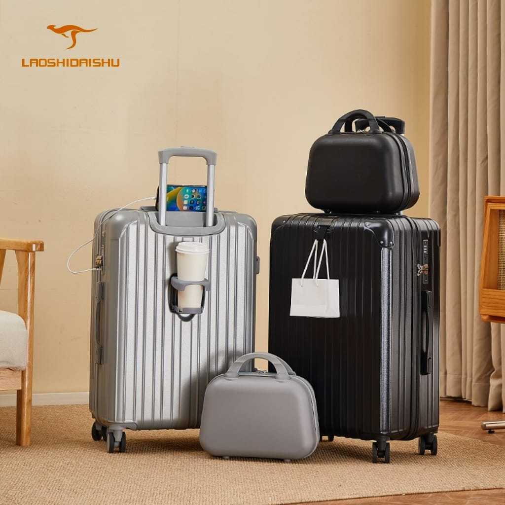 Jual Laoshidaishu Koper kabin 20 inch pengisian daya usb Koper 22 inci ...