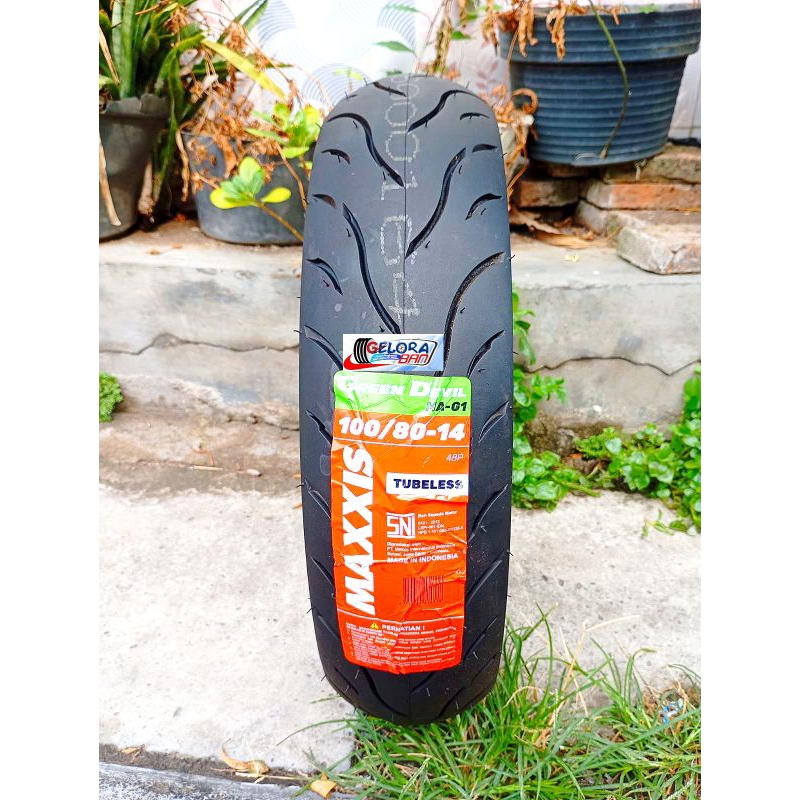 Jual Ban Matic Tubeles Maxxis Green devil 100/80-14 Ban Montor Metic ...