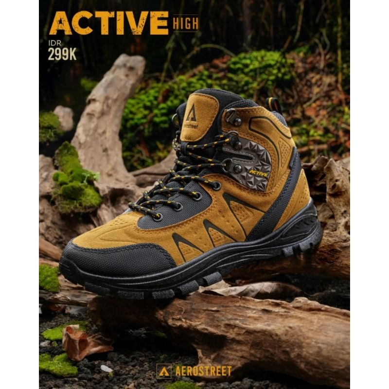 Jual Aerostreet 40-43 Active High Hitam Coklat Kuning -Sepatu Sneaker ...