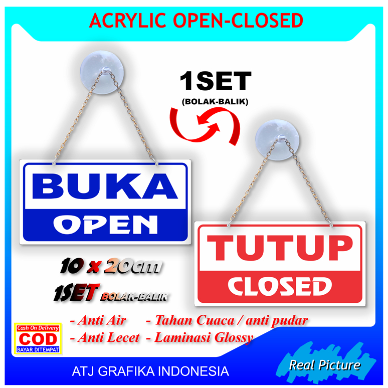 Jual Display akrilik premium buka tutup open closed petunjuk buka tutup ...