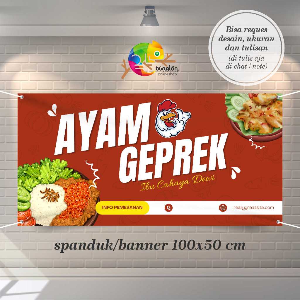 Jual Cetak Spanduk Banner Merah Putih Ilustratif Spanduk Warung Ayam ...