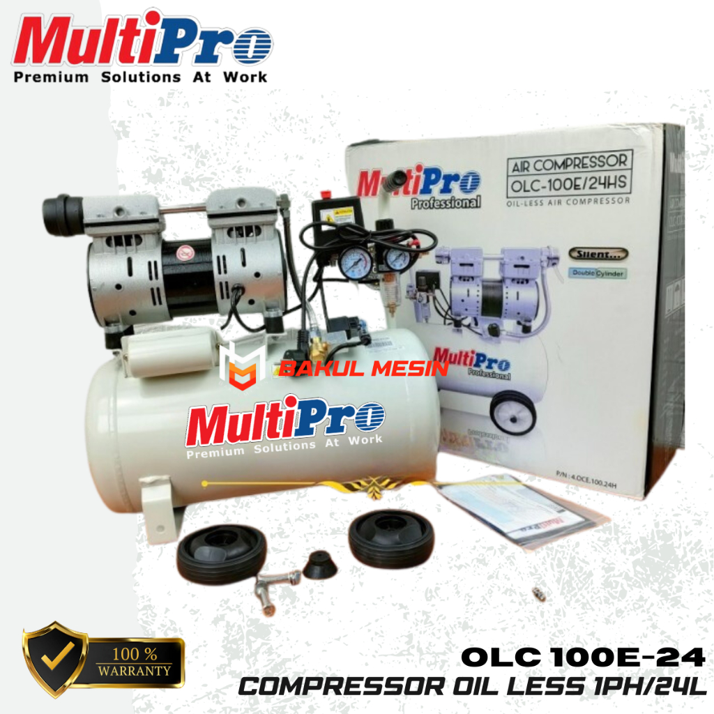 Jual kompresor listrik 1hp 24L multipro OLC 100E-24 compressor oil less ...
