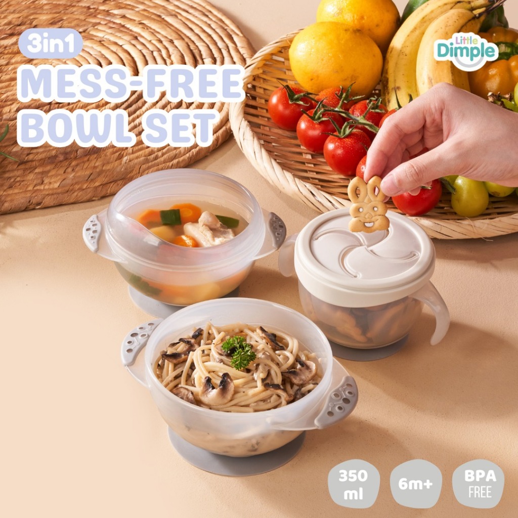 Jual Little Dimple 3in1 Mess-Free Bowl Set - Wadah Mpasi dan Snack Anti ...