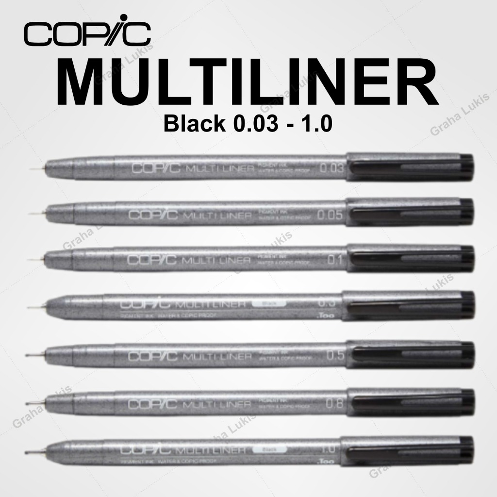 Jual Copic Multiliner Black 0.03 - 1.0 / Drawing Pen Copic Black ...