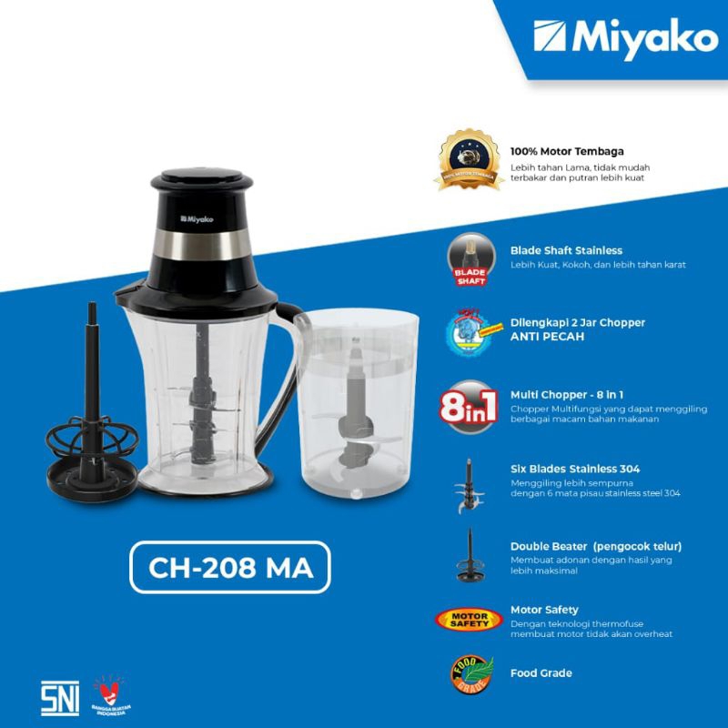 Jual MIYAKO Chopper Listrik 2 Liter CH-208 MA 300W 6 Mata Pisau ...